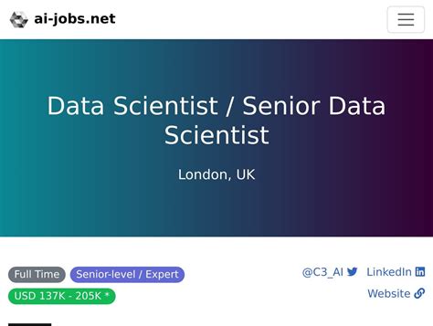 [hiring] data scientist senior data scientist in london uk r ai ml jobs
