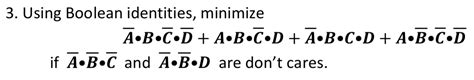 Solved 3 Using Boolean Identities Minimize Ā•b•c•d