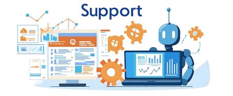 An Engaging Image Of A Robot Ai Assistant Offering Support Depicted With Floating Gears And A