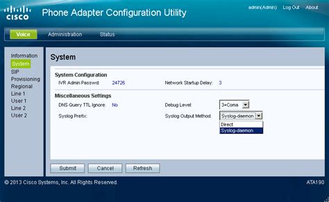 Cisco Ata 190 Analog Telephone Adapter Ata190 1 2 1以降でのログ収集方法 Cisco