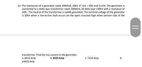 Solved 2 The Reactances Of A Generator Rated