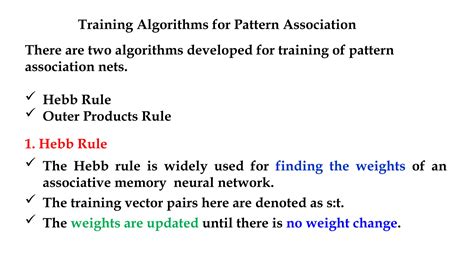 Training Algorithms For Pattern Associationpptx