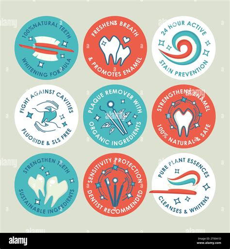 Round Sticker Set For Toothpaste Package Design Stock Vector Image