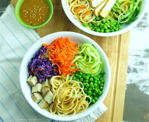 Cold Sesame Rice Noodle Bowl With Rainbow Veggies Pack A Plant Based