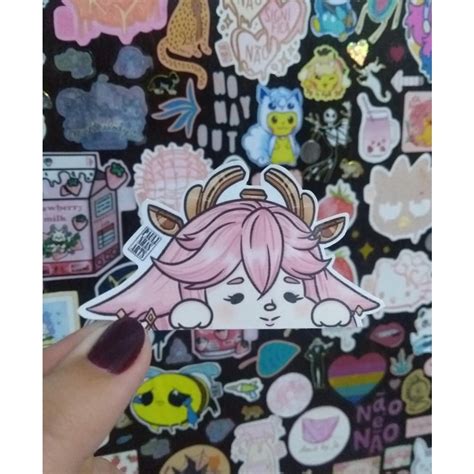 Adesivo Genshin Impact Yae Miko Waifu Kawaii Gamer Gabinete Sticker