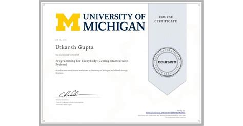 Python Coursera Universityofmichigan Programming Utkarsh Gupta