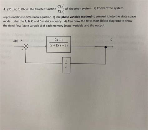 Solved 4 30 Pts 1 Obtain The Transfer Function Rscs