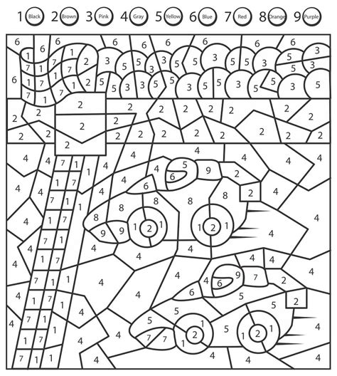 Car Color By Number Coloring Page