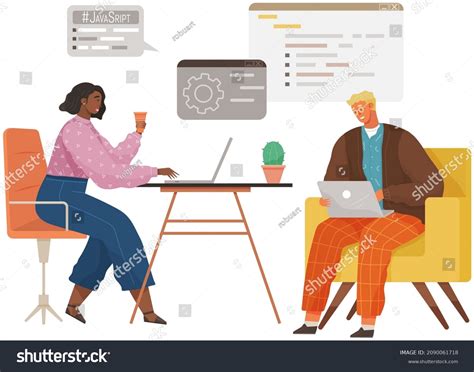 Programmer Engineering Coding Coder Programmers Working Stock Vector Royalty Free 2090061718