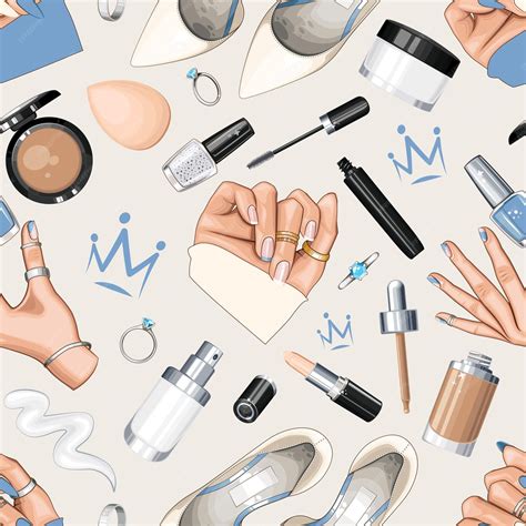 Premium Vector Fashion Seamless Pattern With Shoes Nails Manicure