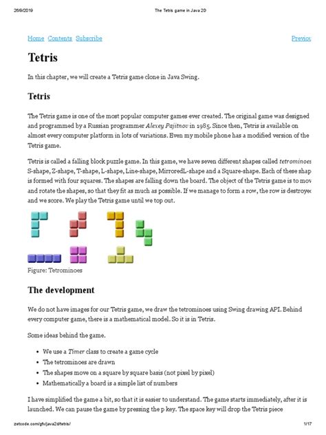 The Tetris Game In Java 2d Pdf Software Engineering Areas Of