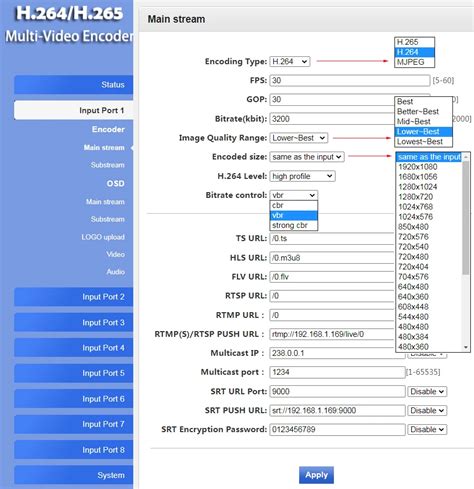 TV Channels HEVC H H HD HDMI To IP Video Encoder IPTV Live Streaming Encoder HD