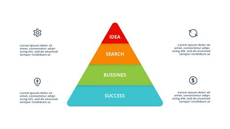 4 개의 요소가있는 삼각형 웹 비즈니스 프리젠 테이션 벡터 일러스트 레이 션을위한 인포 그래픽 템플릿 비즈니스 데이터 시각화 0
