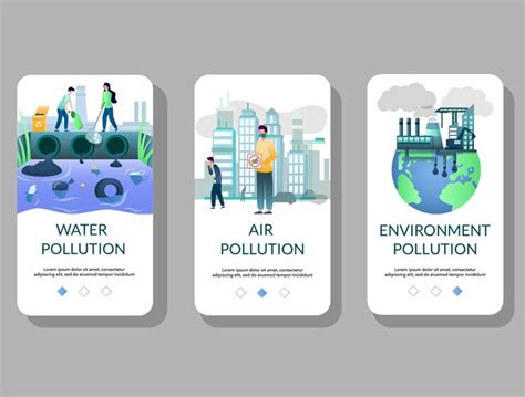 Premium Vector Environment Pollution Mobile App Onboarding Screens