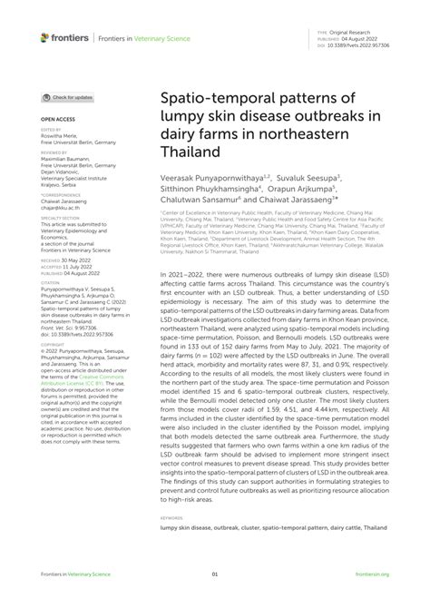 Pdf Spatio Temporal Patterns Of Lumpy Skin Disease Outbreaks In Dairy