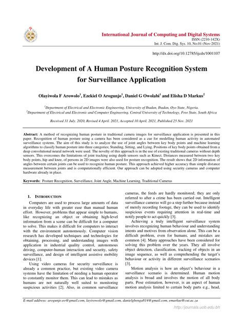 Pdf Development Of A Human Posture Recognition System For Surveillance Application