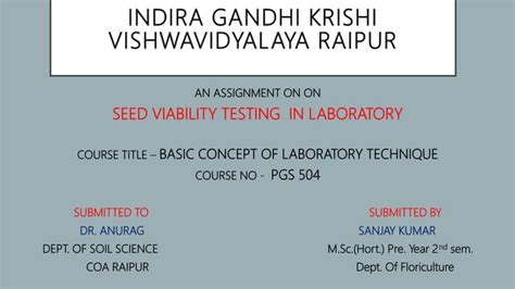 Seed Viability Testing Pptx Agriculture Industries