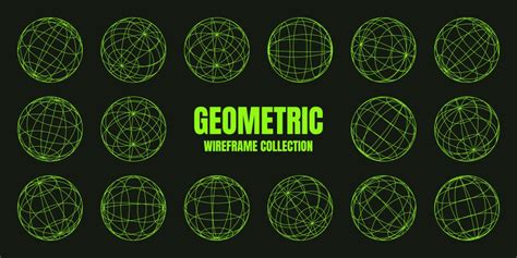 Wireframe Shapes Lined Sphere Perspective Mesh Vector Image
