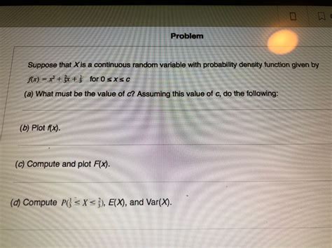 solved problem suppose that xis a continuous random variable