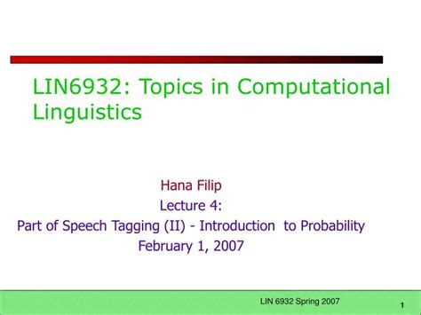 Ppt Lin6932 Topics In Computational Linguistics Powerpoint