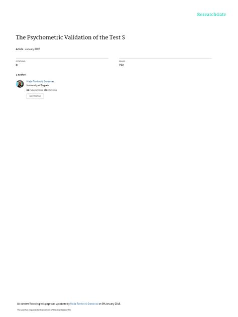 The Psychometric Validation Of The Test S Pdf