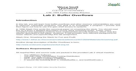 Pdf Lab 2 Buffer Overflows Computer Science Wayne 2 Buffer