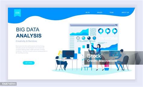 웹사이트에 대 한 장식 된 작은 사람들이 문자로 큰 데이터 분석의 현대적인 평면 디자인 개념 빅데이터에 대한 스톡 벡터 아트 및 기타 이미지 Istock
