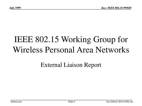 Ieee Working Group For Wireless Personal Area Networks Ppt Download
