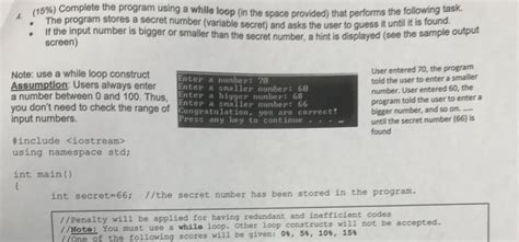 Solved Complete The Program Using A While Loop In The Chegg Com