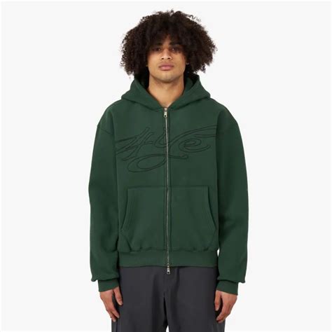 4ye Signature Logo Zip Hoodie Green Black Parallel