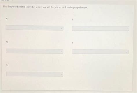 Solved Use The Periodic Table To Predict Which Ion Will Form Chegg Com