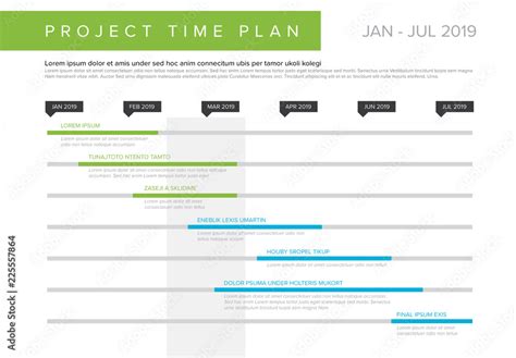 Project Timeline Layout With Blue And Green Accents Stock Template Adobe Stock