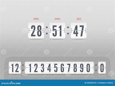 White Scoreboard Number Font Analog Airport Board Countdown Timer Vector Vintage Flip Clock