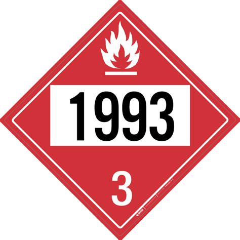 Flammable Class 3 Un1993 Placard Sign