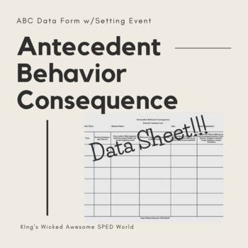 ABC Data Collection Form Antecedent Behavior Consequence TpT