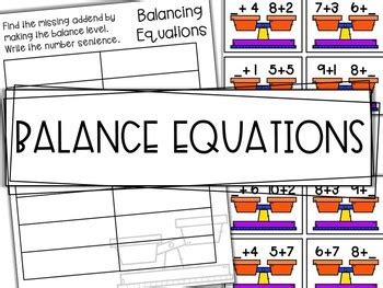Balancing Scales Missing Addends Balancing Equations By Rita Mitchell