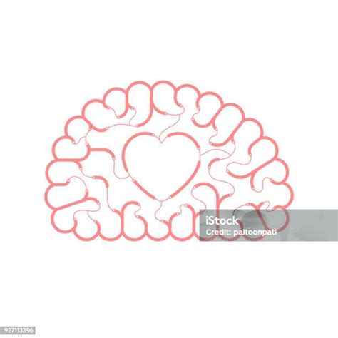 전선 케이블 뇌 핑크 색상 사랑 개념 평면 디자인 마음 기호로 기호 그림 복사본 공간 벡터 Eps 10와 흰색 배경에 고립 가상