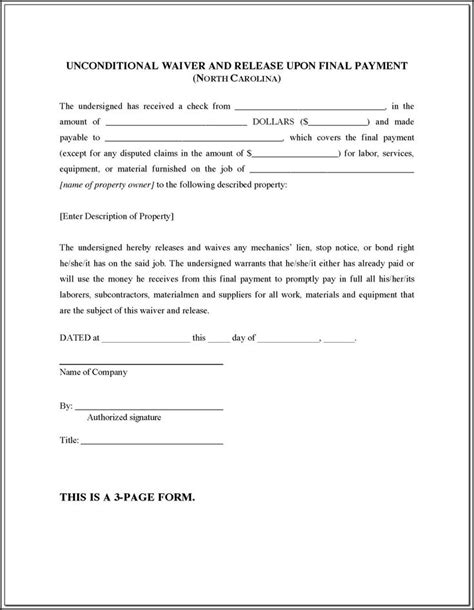 Printable Video Unconditional Final Release Template
