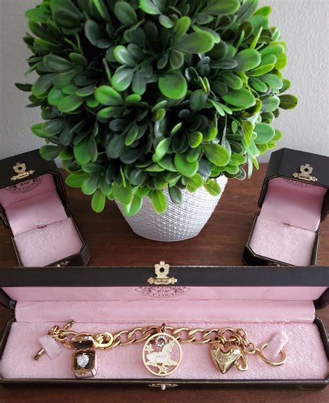 Vintage Juicy Couture Charm Bracelet With Diamond Gem Charm Box Charm