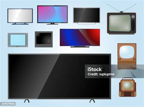 Tv 스크린 Lcd 모니터 서식 파일 전자 장치 기술 디지털 크기 대각선 디스플레이 비디오 현대 플라즈마 가정용 컴퓨터 벡터 일러스트 레이 션 0명에 대한 스톡 벡터 아트