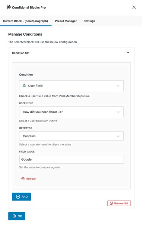Show Wordpress Blocks By Pmpro User Fields