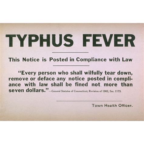 Early 20th Century Quarantine Sign For The Contagious Disease Typhus