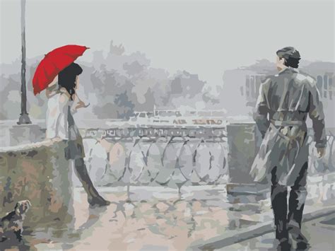 Картина по номерам Hobruk Красный зонт на холсте на подрамнике 40х50 раскраска по номерам