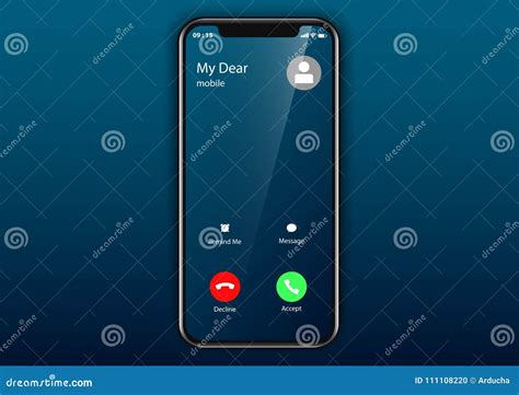 Incoming Call Screen User Interface Mobile Phone Stock Vector