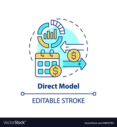 Thin Line Simple Colorful Direct Model Icon Vector Image