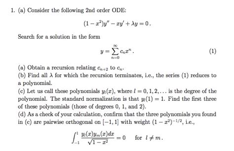 Solved 1 A Consider The Following 2nd Order Ode Search
