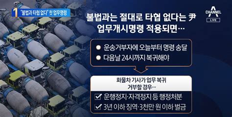 尹 “불법과 타협 없다”화물연대에 첫 업무개시명령