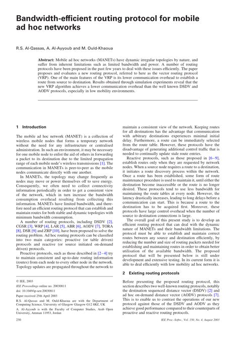 Pdf Bandwidth Efficient Routing Protocol For Mobile Ad Hoc Networks