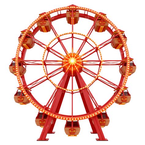 밝은 조명과 카니발 분위기로 회전하는 레드 페리스 휠 붉은 관람차 밝은 조명과 카니발 분위기로 회전합니다 놀이 공원 Png 일러스트 및 이미지 에 대한 무료 다운로드