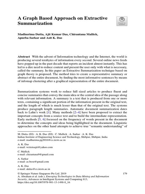 A Graph Based Approach On Extractive Summarization Pdf Cognitive Science Teaching Mathematics